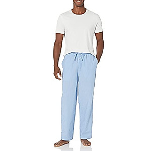 Amazon Essentials Men's Straight-Fit Woven Pajama Pant, Light Blue Stripe, X-Large