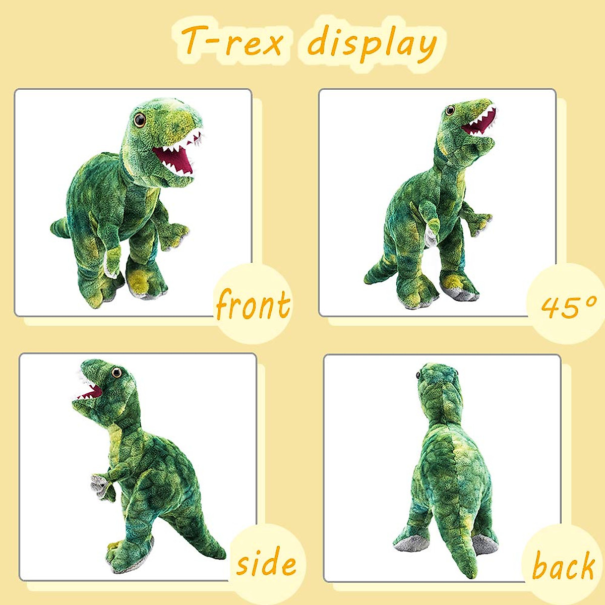 AIXINI Stuffed Dinosaur Plush Giant T-Rex Toy - 23.6" Lifelike Stuffed Tyrannosaurus Animal for Boys, Green