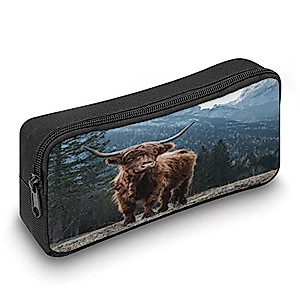 Highland Cattle in The Italian Dolomites Pencil Case Pencil Pouch Coin Pouch Cosmetic Bag Office Stationery Organizer