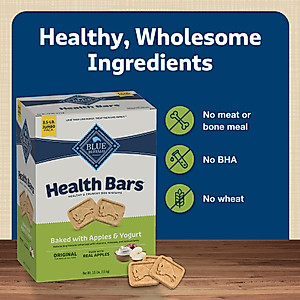 Blue Buffalo Health Bars Crunchy Dog Biscuits, Oven-Baked With Natural Ingredients, Apples & Yogurt, 3.5 lb Box