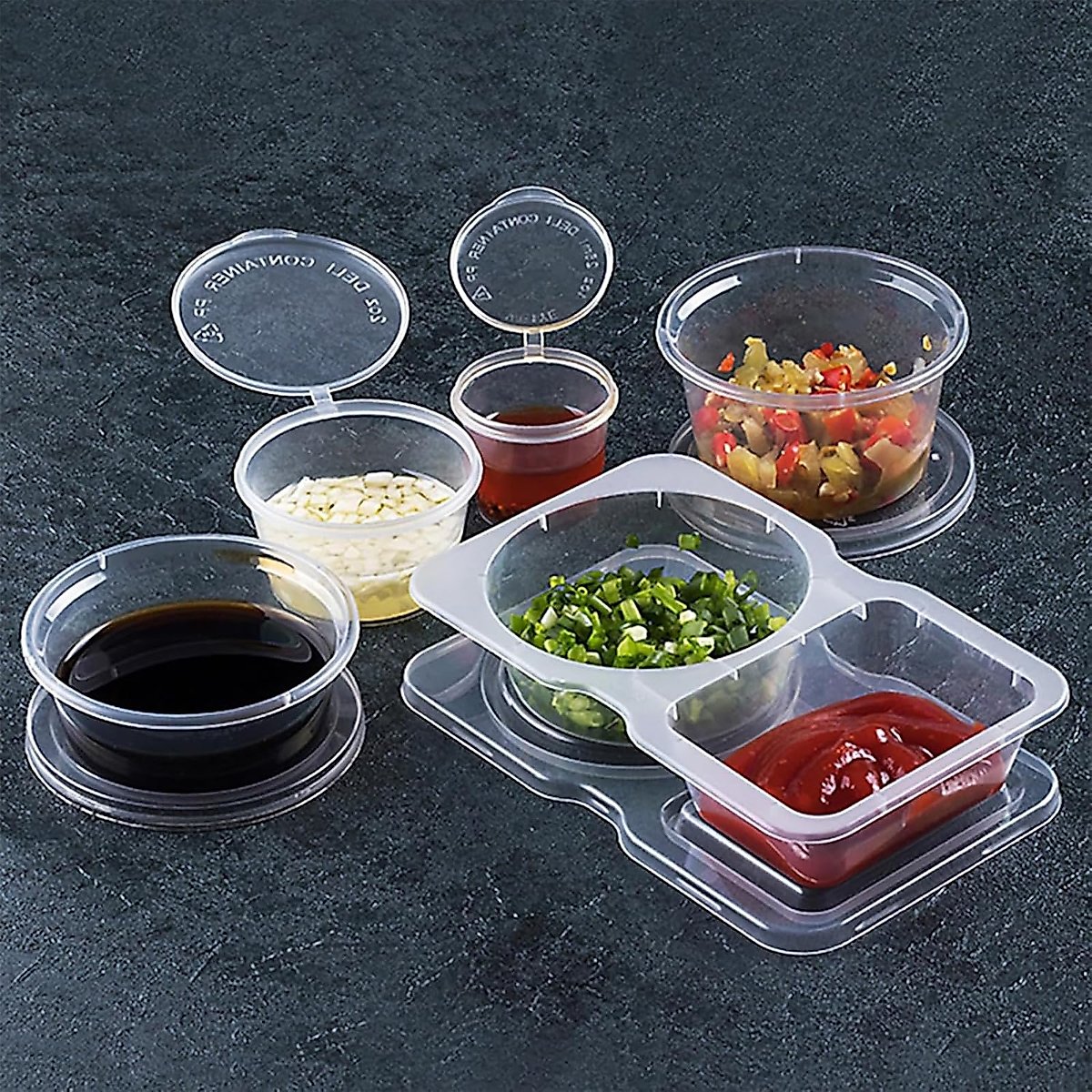 Reusable on the Go Snack Containers, Reusable Snack Packs Containers, Double Compartment Condiment Container, Cheese and Nuts Snack Container, Collapsible Snack Containers with Lids (10 Pcs)