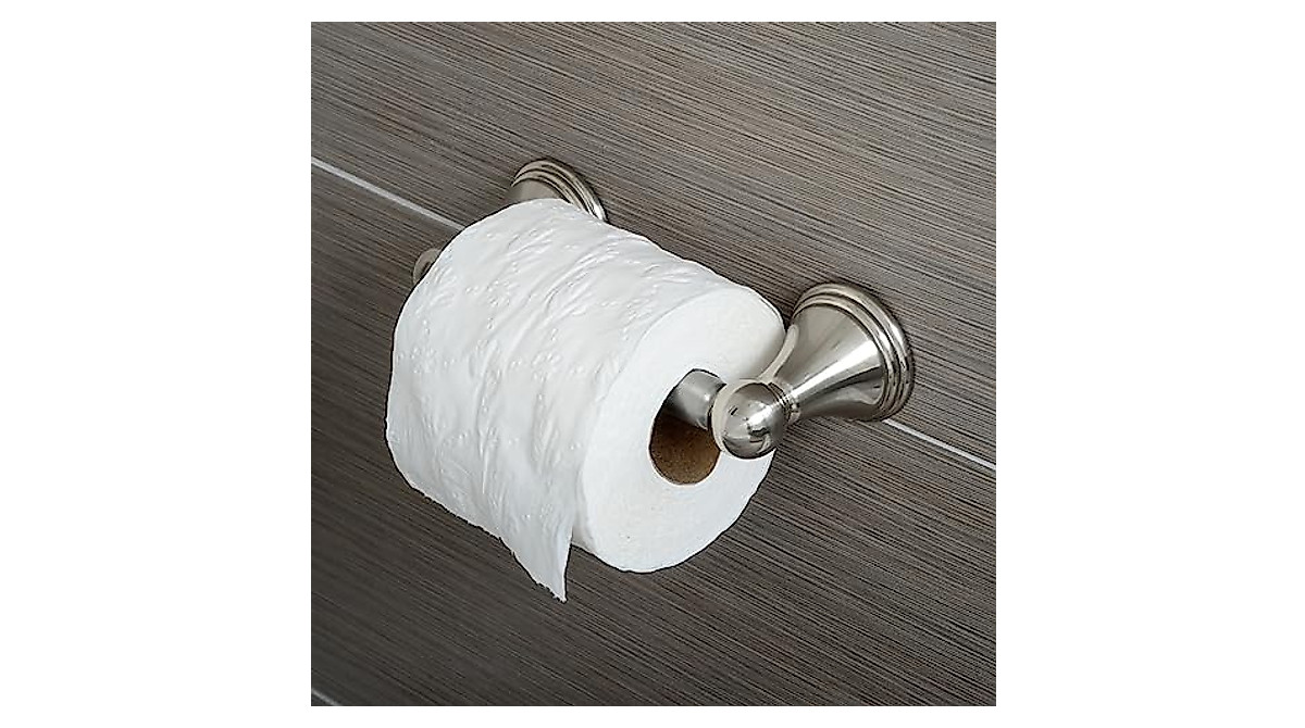 Amazon Basics Modern Satin Nickel Spring Toilet Paper Holder