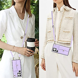 DRXVE Shoulder Strap Leather Phone Case for Samsung Galaxy A73 A53 A13 A72 A52S A52 A12 A51 A71 A70 Note 20 10 9 Wallet Card Cover Bag,Pink, for Samsung Note20 Ultra