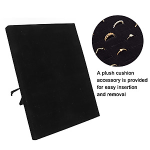UPQRSG Ring Holder Display Tray, 50 Slots Black Soft Velvet Ring Organizer, Jewelry Organizer Stand, Stud Earring Holder Organizer for Selling Rings Earrings Show