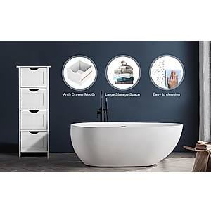 Bonnlo Bathroom Floor Cabinet,White Storage Cabinet with 4 Drawers,Skinny Bathroom Storage,Small Bathroom Drawer Organizers and Storage Free Standing,12 Inch Deep Cabinet for Bathroom