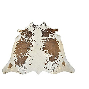New Large 100% Brown & White Cowhide Leather Rugs Cow Hide Skin Carpet Area 26-30 SQ.FT (Brown & White)