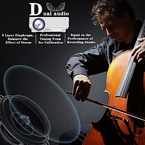 Jinou Mini Video Projector with 6500 Brightness, 1080P Supported, Portable Outdoor Movie Projector, 176inch Display Compatible with TV Stick, HDMI, USB, VGA, AV for Home Entertainment