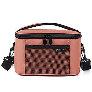 ONTESY Small Lunch Bag for Men Women, Portable Cooler Thermal Insulated Lunch Box for Boys Girls Kids Reusable Lunch Pail with Adjustable Shoulder Strap for Work School Picnic (Brown)