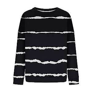 Sweatshirt For Women 2023, Fall Winter Tops Long Sleeve Sweatshirt Casual Crewneck Loose Fit Pollover Fleece Tops Oversized Zip Up Hoodie Sweaters Women's Fashion Hoodies & (M, Black)