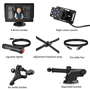 Baby Car Rear Mirror Camera, BackSeat Infant Car Camera with HD Night Vision 4.3 inches HD Mirror Display, Reusable Sucker Bracket, Upgraded 360 Degree Rotating Camera, Easily Watch Baby’s Move in Car