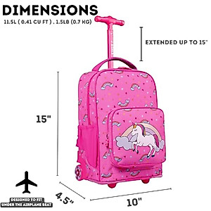 J World New York Kids' Sparkle Rolling Backpack, Unicorn, One Size