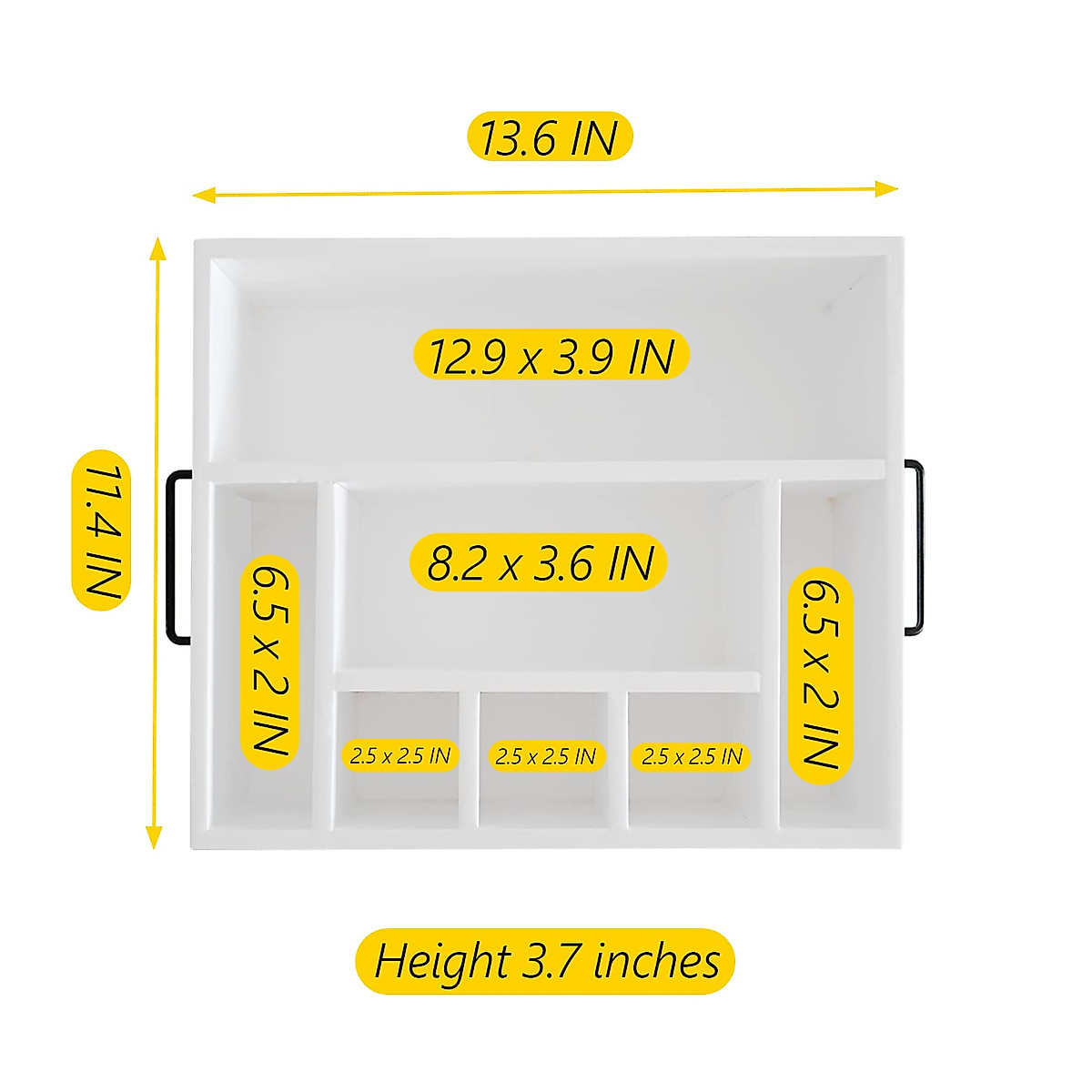 Paper Plate Holder, Plastic Silverware Caddy, Plastic Utensil Dispenser for Party Buffet Camping BBQ, Disposable Spoon Fork Knives Dish Cup Napkin Storage Organizer for Kitchen Counter (White)
