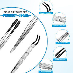 6 Pieces Rubber Tipped Tweezers PVC Stainless Steel Rubber Coated Tips Tweezers for Jewelry Hobby Industrial Hobby Craft (Black and Red)