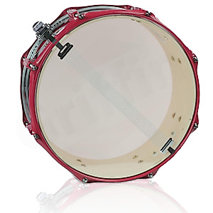 GRIFFIN Snare Drum Birch Wood Shell 14 X 6.5 Inch | Oversize 2.5" Large Vents & Custom Graphic Wrap (Limited Edition) | Red Hardware & Marching Drummers Key for Students & Pros | 8 Metal Tuning Lugs