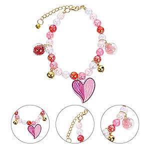 Heart Dog Necklace Collar Valentines Day Pet Pearls Neck Chain Adjustable Choker Wedding Collar Photo Prop Jewelry for Puppy Dog Cat Chihuahua Yorkie Rabbit Clothes Outfits Accessories M
