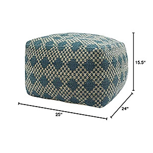 Christopher Knight Home Adagio Outdoor Boho Handcrafted Large Rectangular Pouf, Beige, Teal