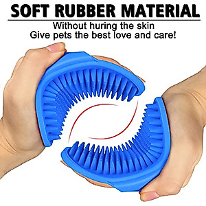 Kwispel 2 Pcs Dog Grooming Brush, Pet Shampoo Brush Dog Bath Grooming Shedding Brush Soothing Massage Rubber Comb with Adjustable Strap for Short Long Haired Dogs and Cats
