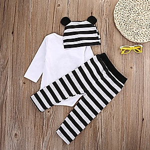 3pcs Cute Infant Baby Boys Girls Animal Long Sleeve Romper Tops+ Pants+ Hat Outfits Set (0-6 Months, Gorilla)