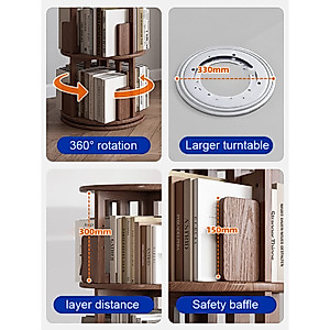 bookcases Rotating Bookshelf 360° Display 6 Tier Floor Standing Bookcase Storage Rack for Kids&Adults Bookshelf Organizer