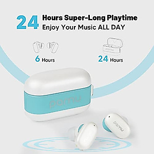 pamu Z1 Wireless Earbuds Active Noise Cancelling Earphones Bluetooth 5.2 with Dual ANC 4 Mics ENC, in-Ear Headphones with Charging Case Hi-Fi Sound, Low Latency Game Mode, Touch Control (Blue)