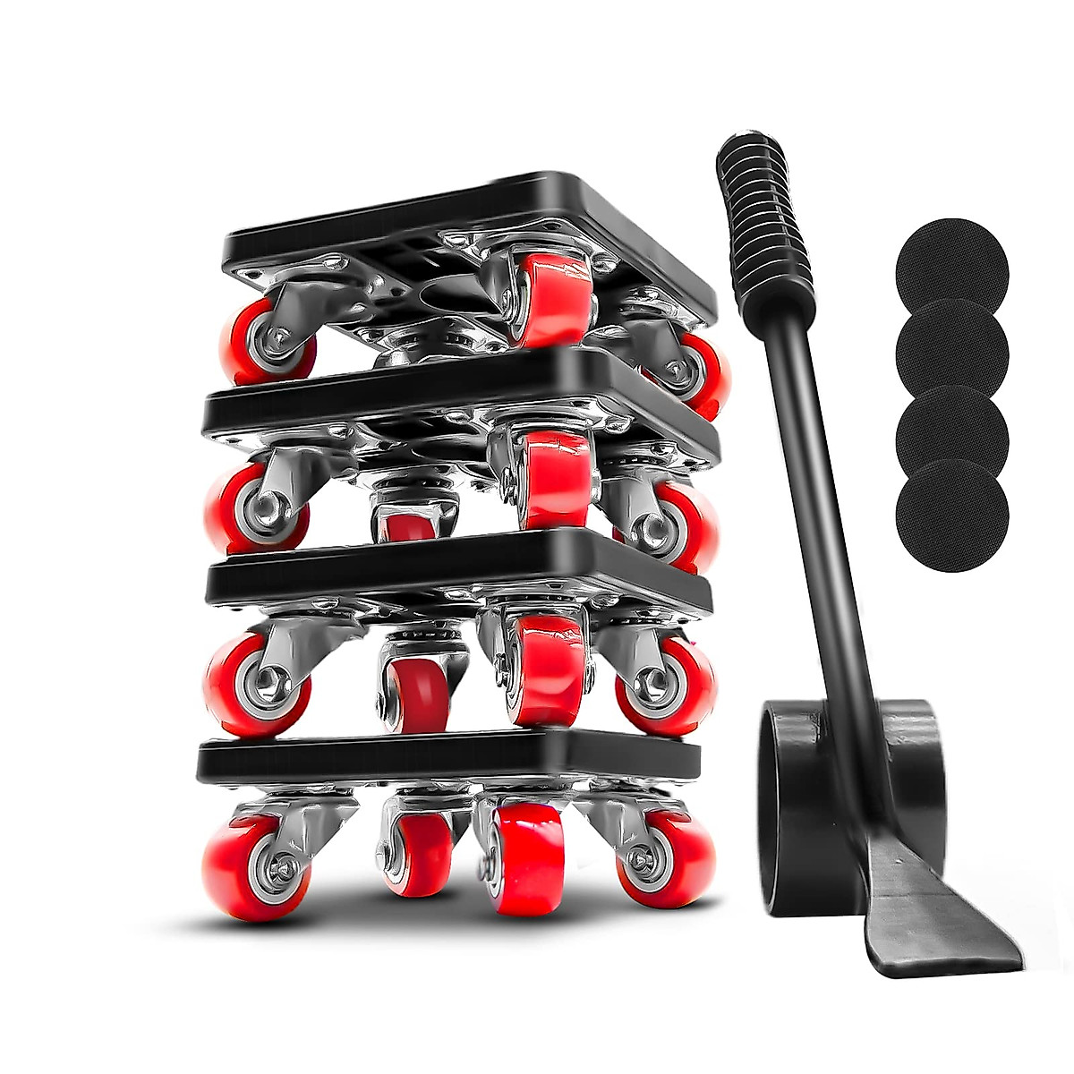 Furniture Movers with Wheels & Furniture Lifter Set, 360° Rotation Wheels Furniture Dolly, 800 Lbs Load Capacity, for Moving Heavy Furniture, Refrigerator, Sofa, Cabinet (Black)