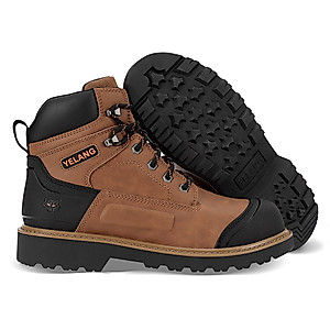 Yelang Men's Steel Toe Safety Work Boot Slip Resistant Puncture Utility Shoes 6 Inch For Industrial Construction Outdoor botas de trabajo para hombre