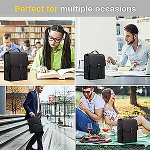 MoKo Insulated Lunch Bag, Reusable Cooler Tote Bag, Collapsible Multi-use Lunch Box, Thermal Lunch Sack with Zipper Closure for Travel Picnic Office, Black