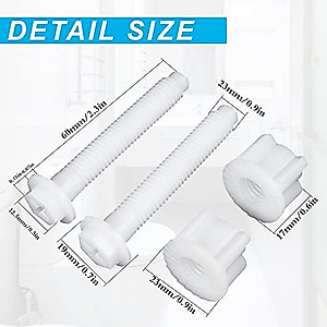 4pcs Universal White Plastic Toilet Seat Hinge Bolt Screw for Top Mount Toilet Seat Hinges