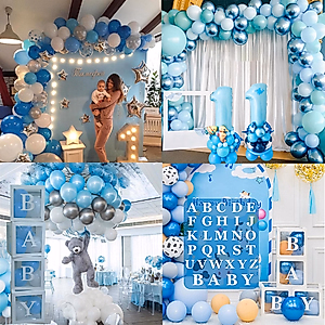 Dazzle Bright 100 PCS Blue Balloons Latex Balloons Different Party Balloon Kit for Balloon Garland Arch Birthday Party Graduation Baby Shower Wedding Holiday Decoration (18-12-10-5 Inch)