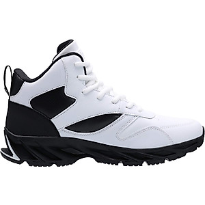 Joomra Mens Work Tennis Shoes White Leather Lace up High Top Leather Cushion Sport Snikers Jogging Basketball Daily Fashion Sneakers Size 9.5
