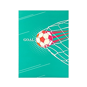 Paper Spiritz Football Soccer Pop Up Card, 3D Birthday Soccer Greeting Card with Envelope and Message Card, Laser Cut 3D Card For Fathers' Day, Thank You Card, Congratulations Card, Graduation Card, All Occasions