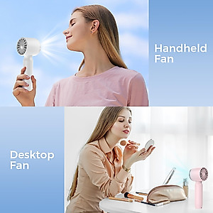 COMLIFE Handheld Mini Fan, 2 PACK Portable Turbo Fan, Recharged Battery Operated Personal Small Pocket Fan with 3 Speed for Women Men Girls Kids Indoor Outdoor Travel Makeup