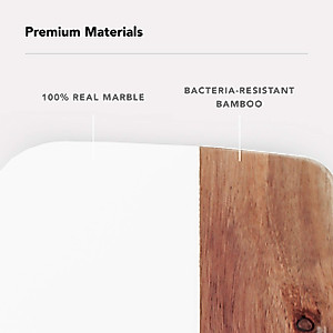 Slice of Goodness Small Square Cheese Board - 10" x 7" Real Acacia Wood and Marble Charcuterie Board Party Plate Tray with Handle