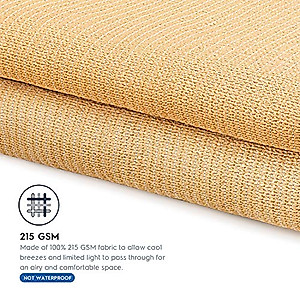 Tafts Rectangle Sun Shade Sail - 8' x 12' - Sand - UV Blocking Canvas Awning Canopy Cover for Outdoor Patio, Deck, Garden, Backyard