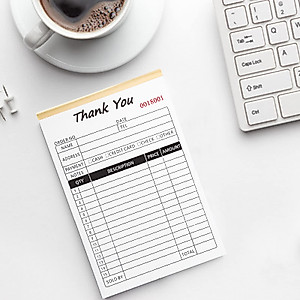 10 Pack Thank You Receipt Book, 2-Part Carbonless Sales Invoice Book with Cardboard for Small Boutique Business, (8.3x5.5 Inches, 50 Sets*10)