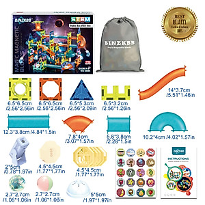 BINZKBB Light Magnetic Tiles Building Blocks for Kids,3D Clear Educational STEM Building Toys,Magnetic Marble Run Blocks Toys for Kids Ages 3 4 5 6 7 8 10+Year Old Boys Girls Creative Gift(110 PCS)