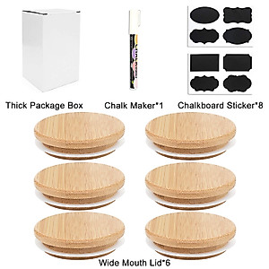 Bamboo Mason Jar Lids Wide Mouth Storage Canning Jar Lids, CNVOILA 6 Pack Lids for Wide Mouth Mason Jar