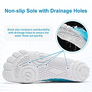 HIITAVE Water Shoes Womens Barefoot Aqua Shoes Non Slip Lightweight Quick Dry with Beach Swim River Gradient Aqua/Blue Size 7 Women/5.5 Men