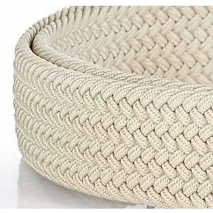 BSLLNEK Elastic Braided Belt, 1 3/8", Woven Stretch Belt for Golf Casual Jeans Shorts Pants (Beige, Medium (33-36" Waist))