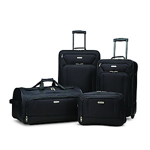 American Tourister Fieldbrook XLT Softside Upright Luggage, Black, 4-Piece Set (BB/DF/21/25)