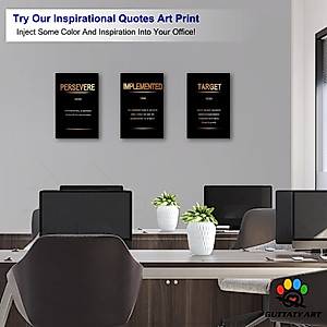 3-Panel Motivational Wall Art for Office, Inspirational Quotes Canvas Art for Home Office Wall Decor, Persevere-Implemented-Target Inspiring Affirmations Positive Words for Company Decor(12”x18”x3Pcs)