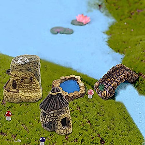 Fairy Garden Accessories, 12Pcs Fairy Garden Kit, Outdoor Miniature Garden House Bridge Pond, Garden Ornament Figurines Supplies for DIY Craft Landscape Yard Bonsai Decoration (12)