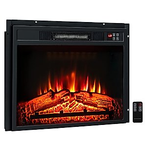 GOFLAME 23” Electric Fireplace Insert, Recessed Fireplace Heater with Remote Control & Touch Screen, Wall Mounted Electric Fireplace with Adjustable Flame Brightness and Timer, Overheating Protection