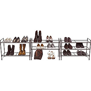 Simple Houseware 3-Tier Stackable Utility Shoes Organizer Rack, Bronze
