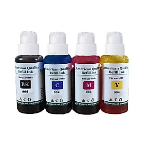 VC Compatible Dye ink Bottle Replacement for Ep 664 T664 Refill Ink use for Workforce Expression ET-2650 ET-2550 ET-2600 ET-4500 ET-4550 ET-2500 printer (Black, Cyan, Magenta, Yellow, 4-Pack)