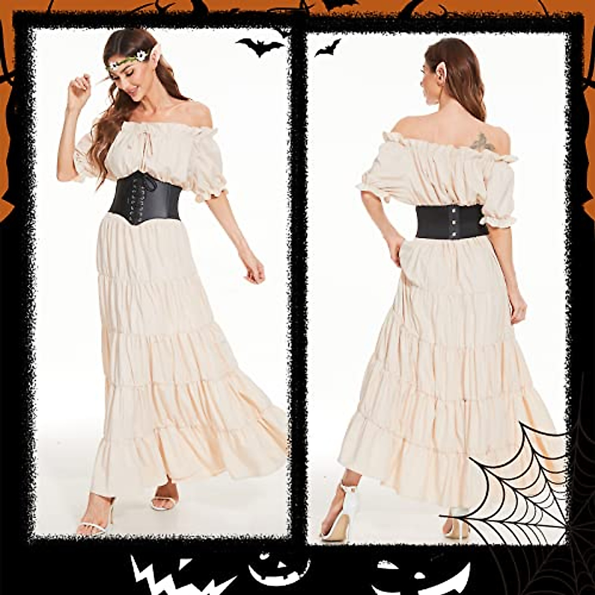 XZQTIVE Stretchy Corset Waist Belt for Women, Wide Elastic Tie Waspie Belt for Dresses 4.7inch