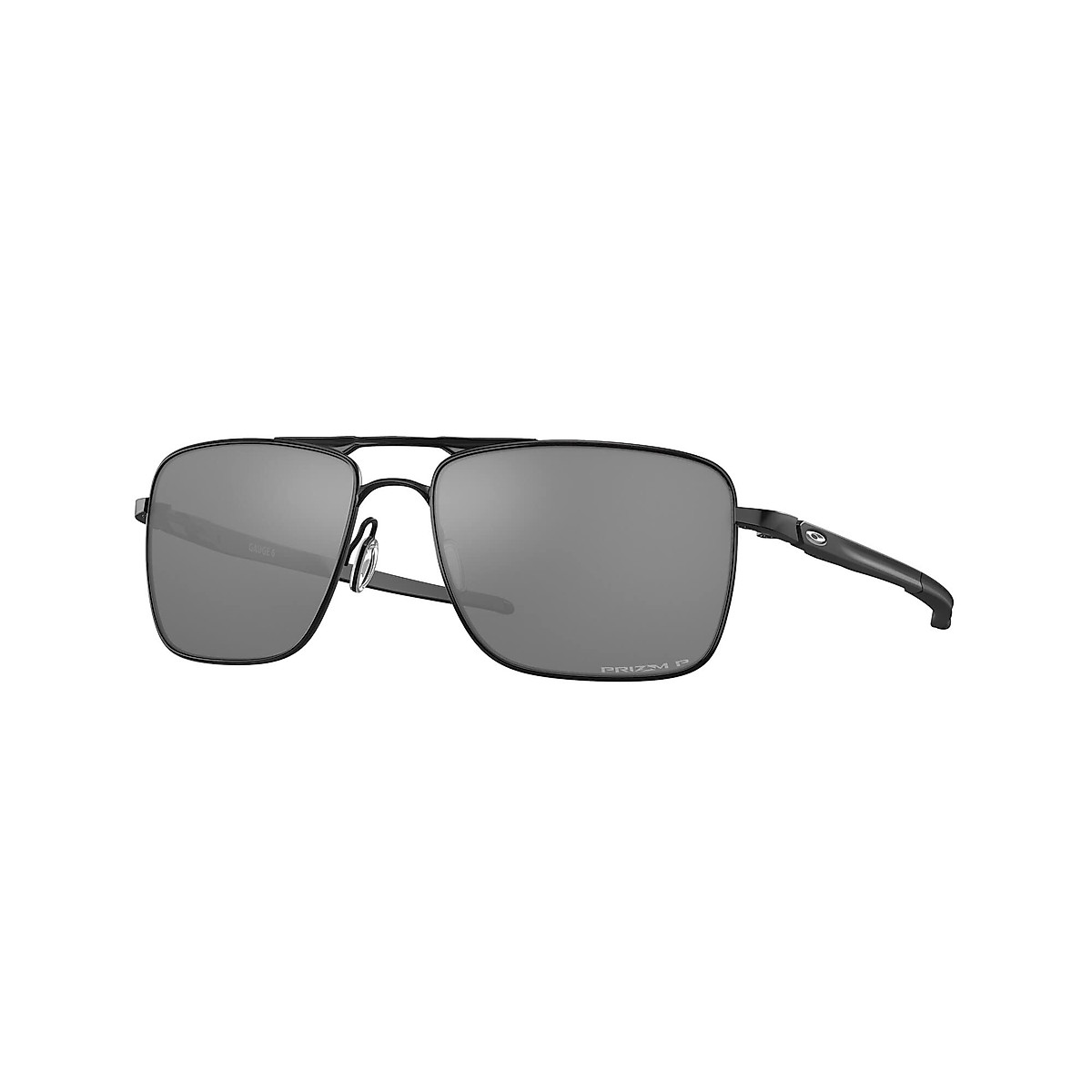 Oakley Men's Oo6038 Gauge 6 Titanium Square Sunglasses, Satin Black/Prizm Black Polarized, 57 mm
