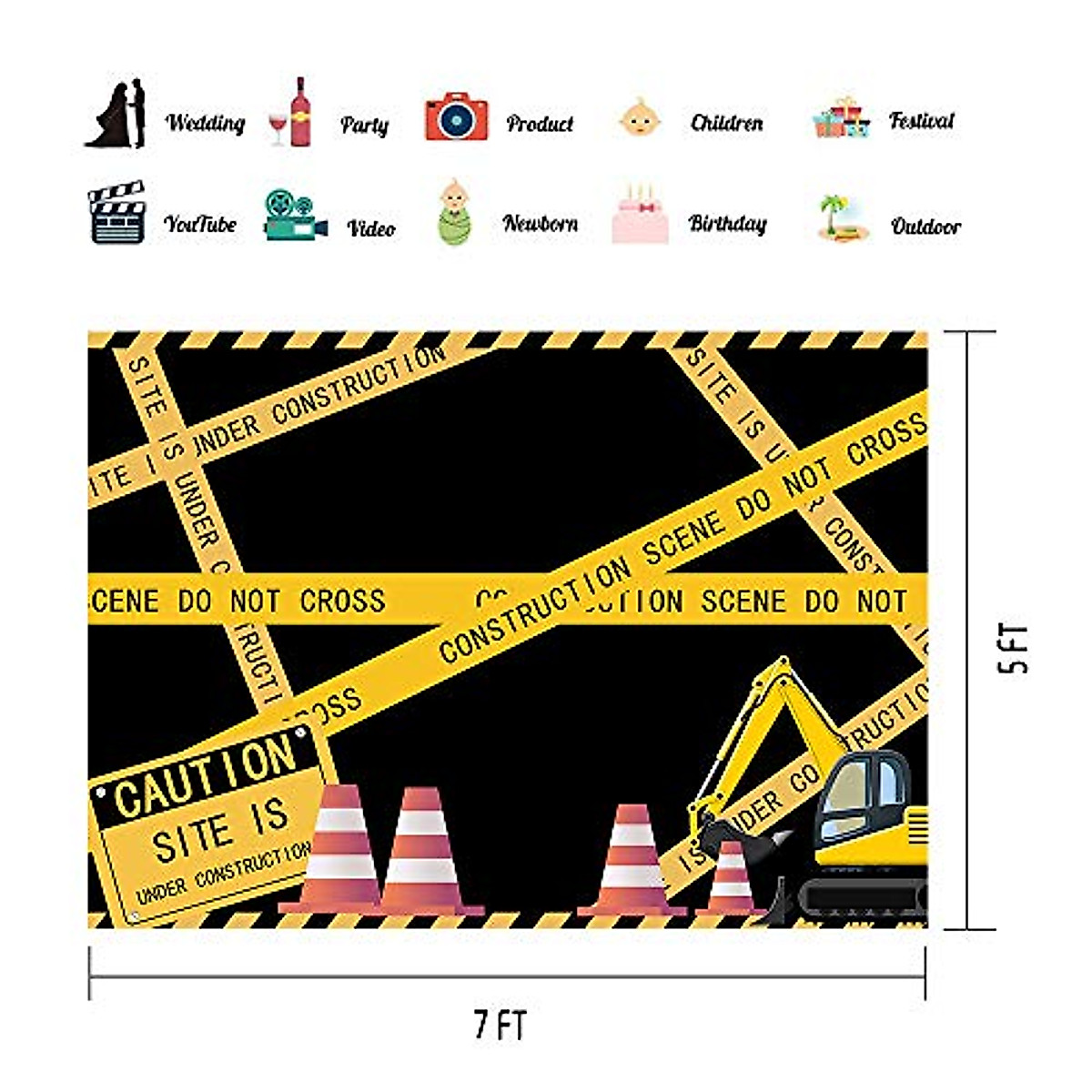Construction Site Theme Backdrop for Construction Themed Birthday Party MEETSIOY Dump Truck Digger Zone Boys Birthday Party Construction Scene Photo Background 7x5ft HXMT371