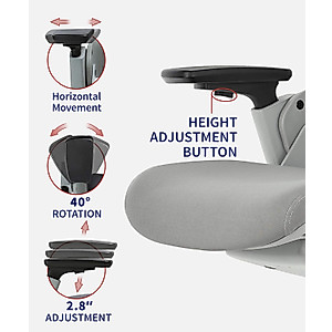 CLATINA Ergonomic High Swivel Executive Chair with Adjustable Height Head 3D Arm Rest Lumbar Support and Upholstered Back for Home Office Gray Mesh/High Back