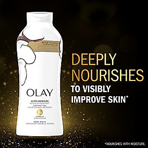Olay Ultra Moisture Coconut Oasis Body Wash, for Smooth and Healthy Looking Skin, 22 Fl Oz (Pack of 4)